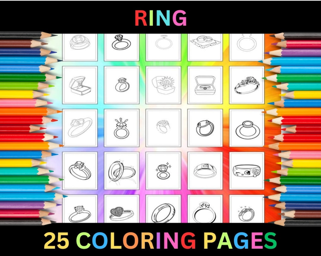 Printable Ring Coloring Pages for Kids & Adults | 25 Pages | Instant ...