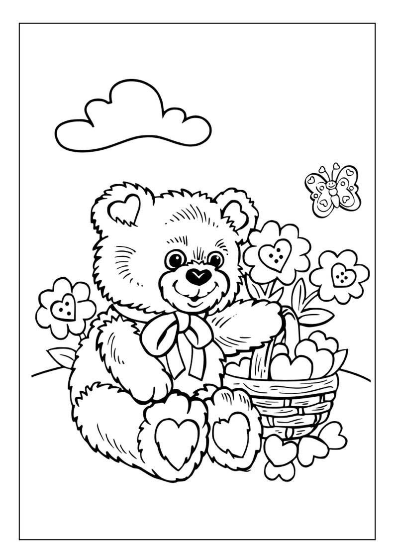 Printable Teddy Bear Coloring Pages for Kids and Adults 90 Pages ...