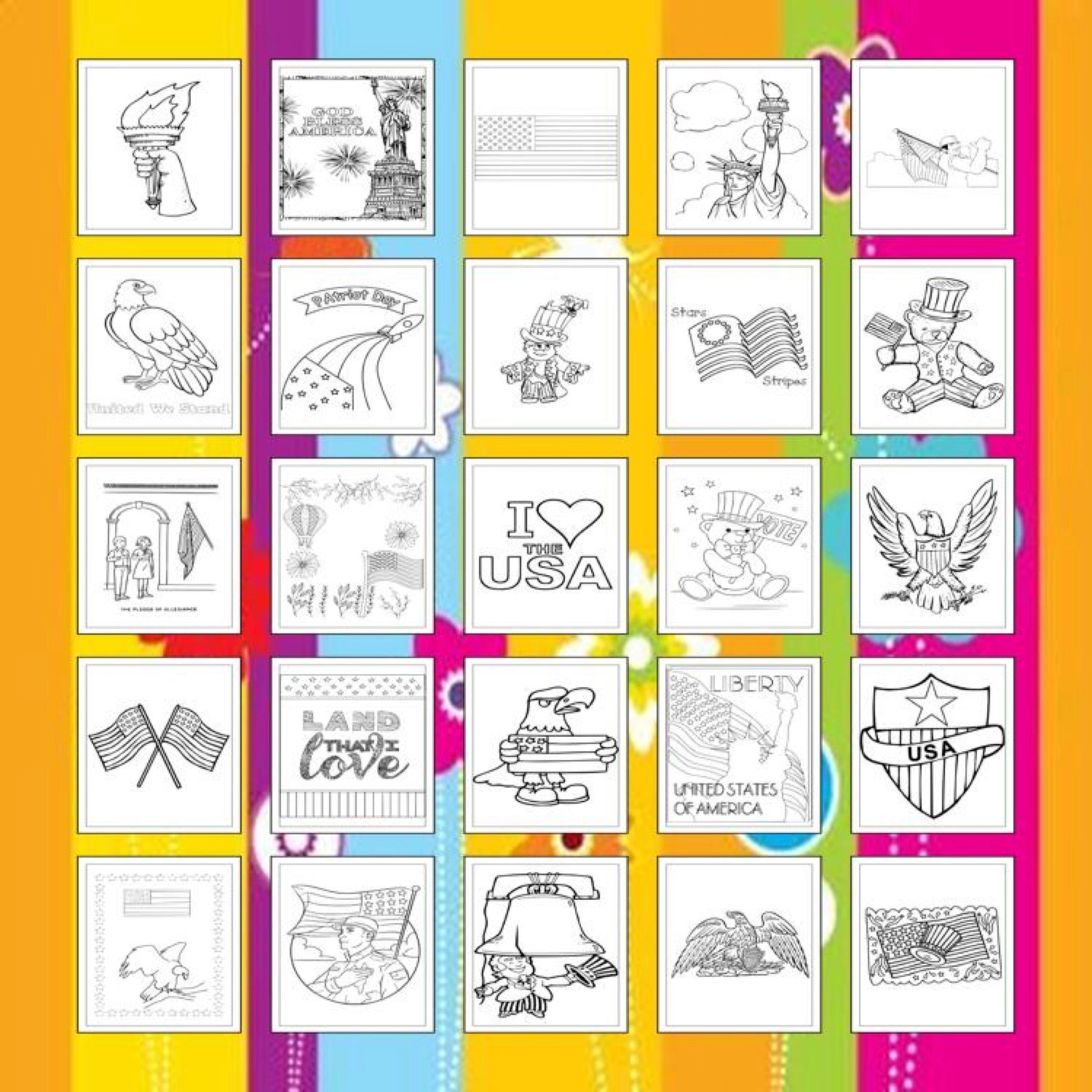 Printable Patriotic Coloring Pages for Kids and Adults | 100 Pages ...