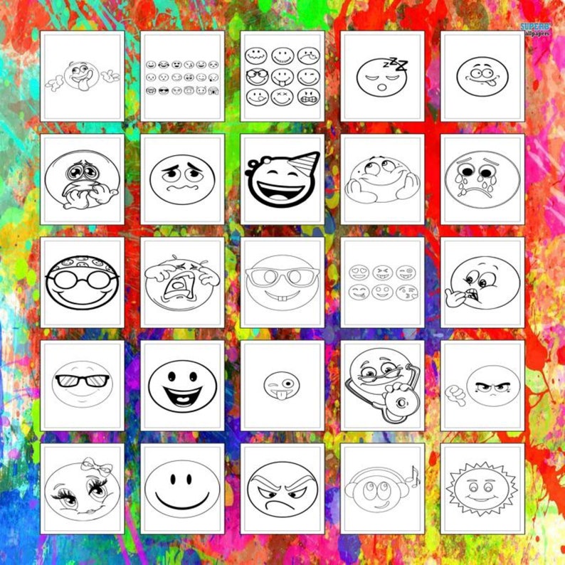 Printable Emoji Coloring Pages for Kids and Adults | 45 Pages | Instant ...