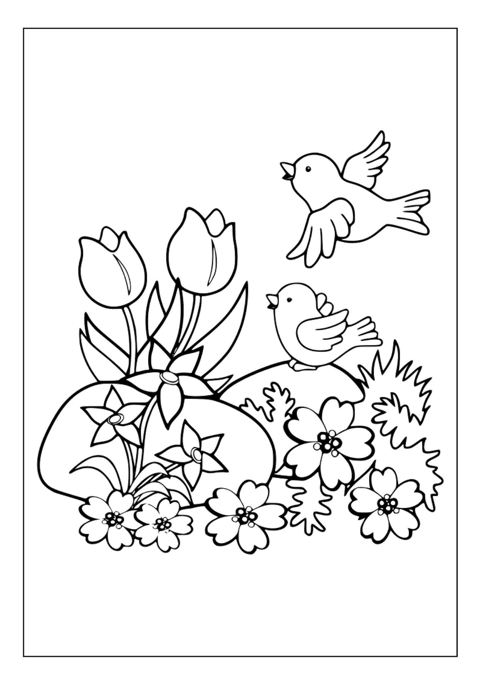 Printable Spring Flowers Coloring Pages for Kids & Adults | 80 Pages ...