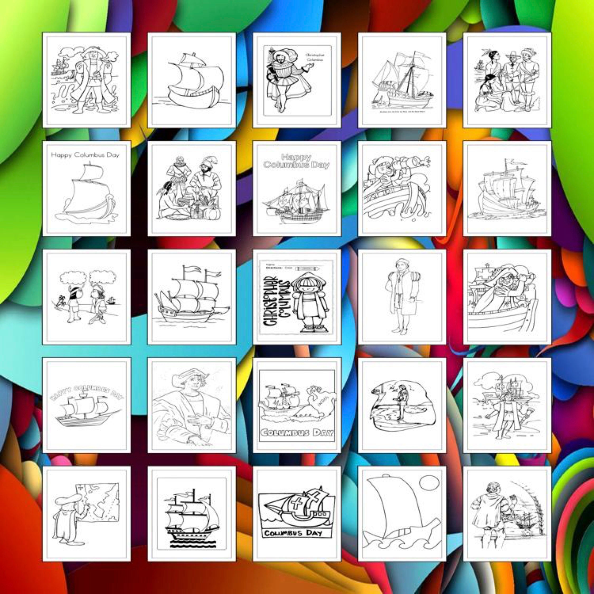 Printable Columbus Day Coloring Pages for Kids & Adults 65 Pages ...