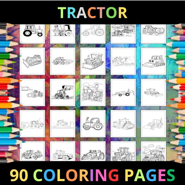 Tractor Coloring Pages - Etsy