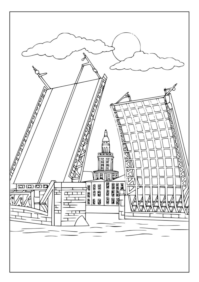 Printable Bridge Coloring Pages for Kids & Adults | 45 Pages | Instant ...