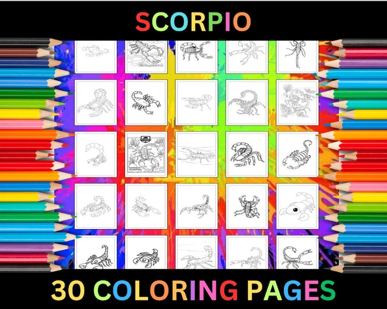 Printable Scorpio Coloring Pages for Kids & Adults | 30 Pages | Instant ...