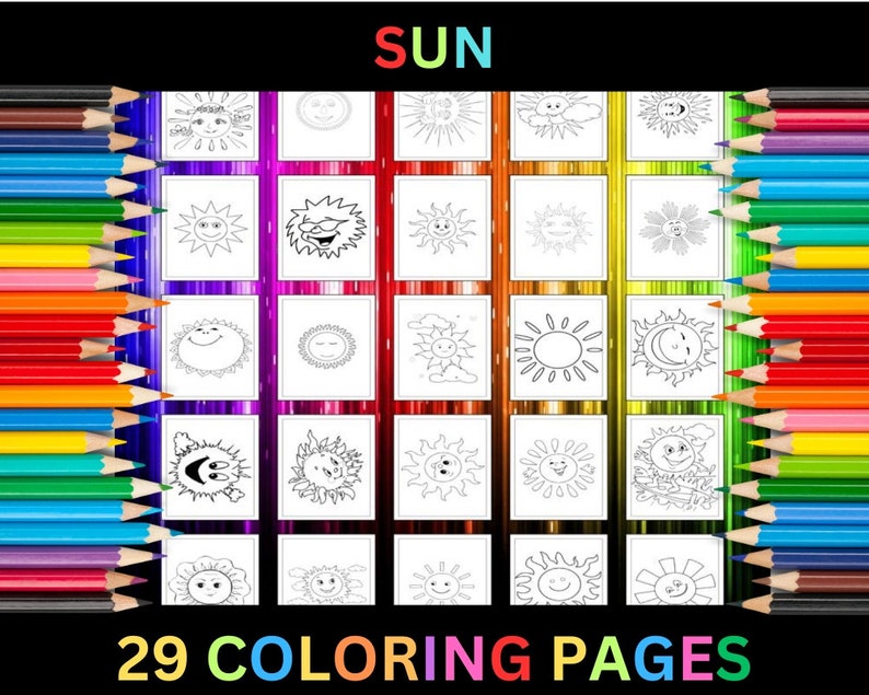 Printable Sun Coloring Pages for Kids & Adults | 29 Pages | Instant ...