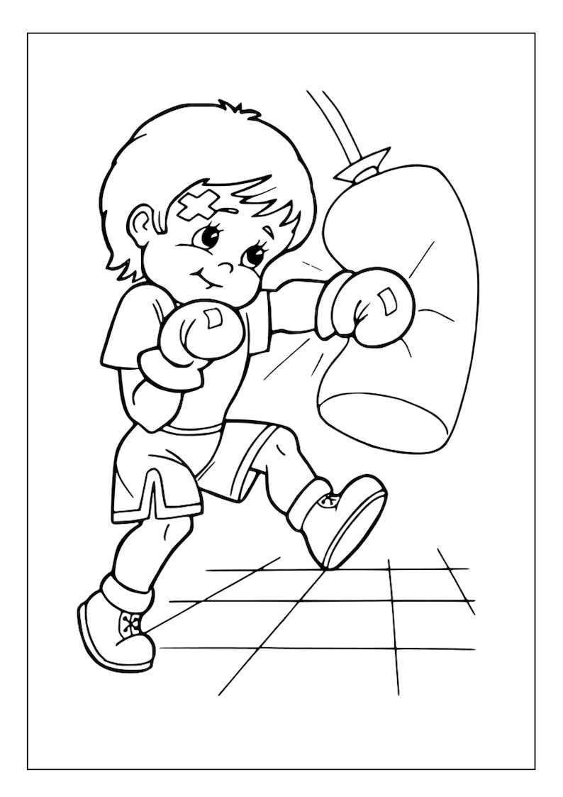 Printable Boxing Coloring Pages for Kids & Adults | 25 Pages | Instant ...
