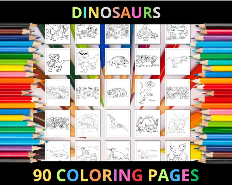 Printable Dinosaurs Coloring Pages for Kids & Adults | 90 Pages ...