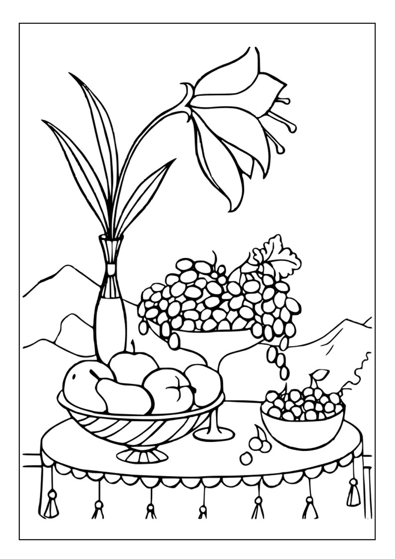 Printable Still Life Coloring Pages for Kids & Adults 45 Pages Instant ...