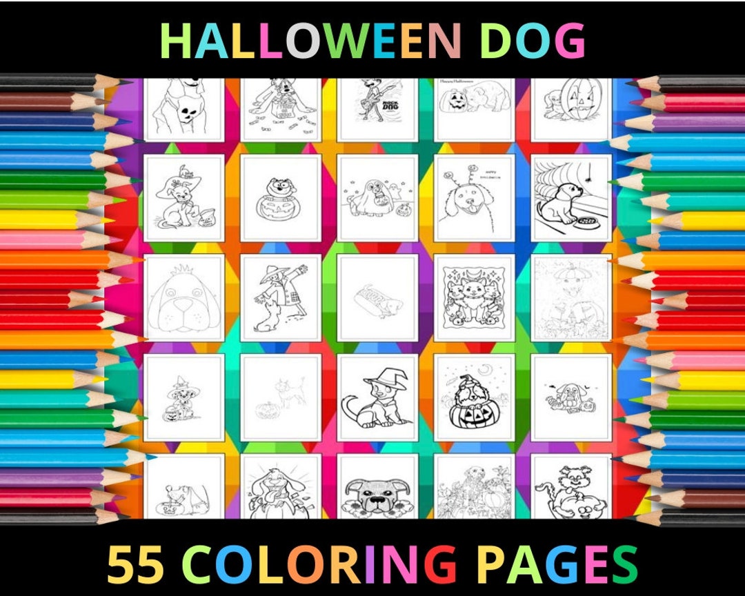 Printable Halloween Dog Coloring Pages for Kids and Adults | 55 Pages ...