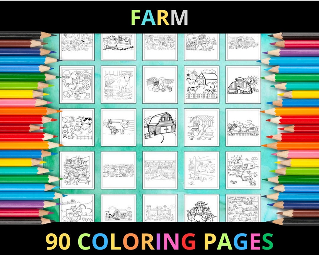 Printable Farm Coloring Pages for Kids and Adults | 90 Pages | Instant ...