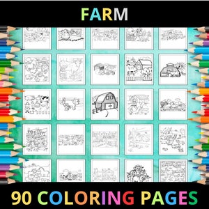 Printable Farm Coloring Pages for Kids and Adults | 90 Pages | Instant ...