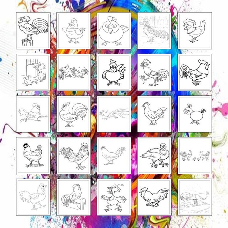 Printable Hen Coloring Pages for Kids & Adults | 35 Pages | Instant ...