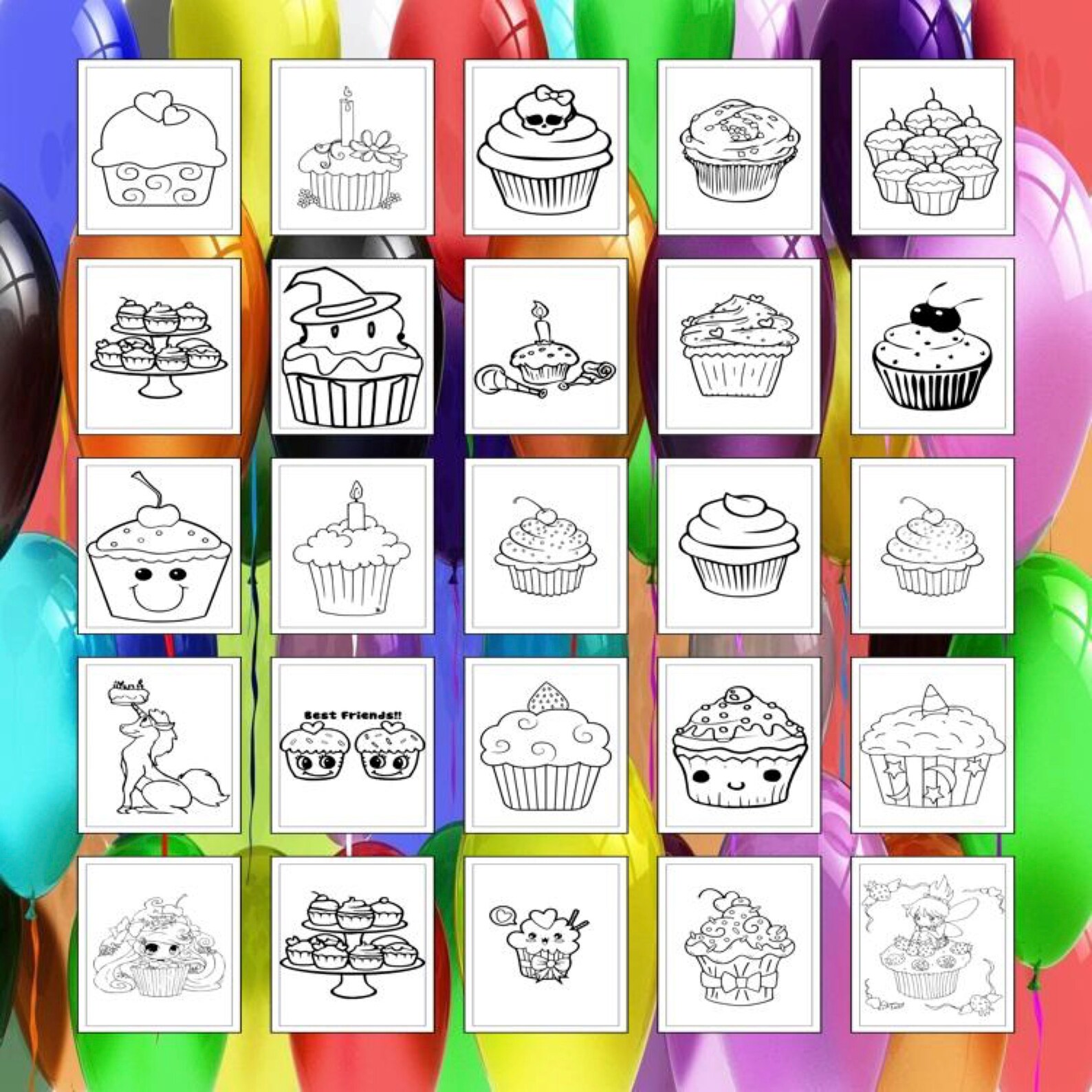 Printable Cupcake Coloring Pages for Kids and Adults | 50 Pages ...