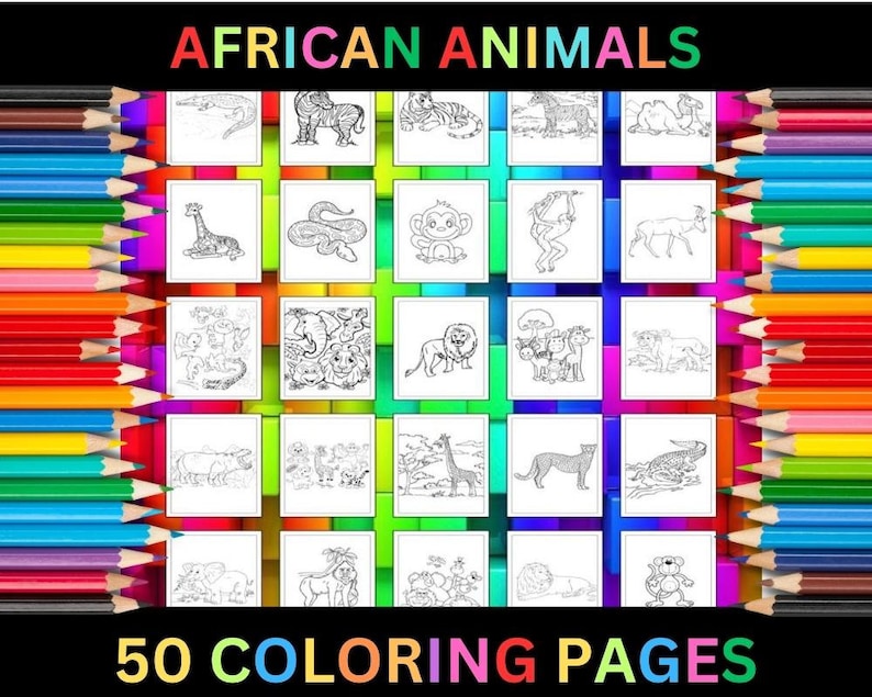 Printable African Animals Coloring Pages for Kids & Adults | 50 Pages ...