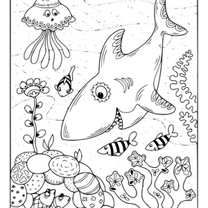 Printable Shark Coloring Pages for Kids & Adults, 100 Pages, Instant ...