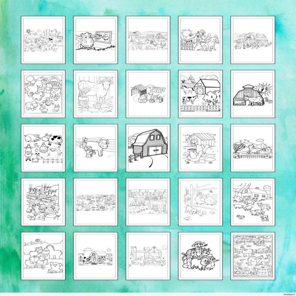 Printable Farm Coloring Pages for Kids and Adults | 90 Pages | Instant ...