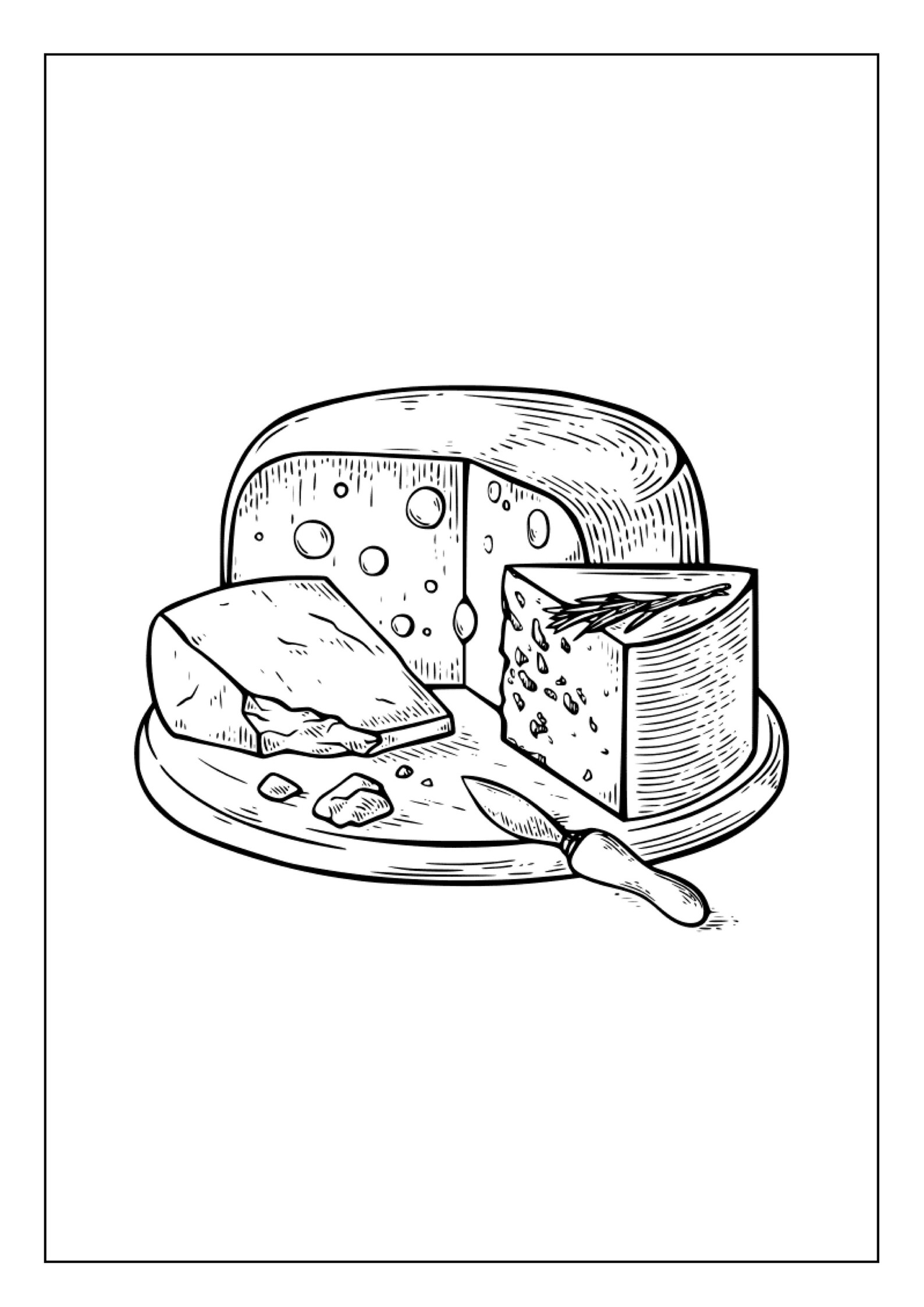 Printable Cheese Coloring Pages for Kids and Adults 35 Pages - Etsy