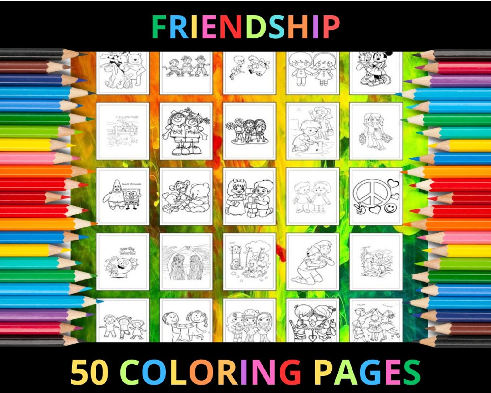 Printable Friendship Coloring Pages for Kids and Adults 50 Pages ...