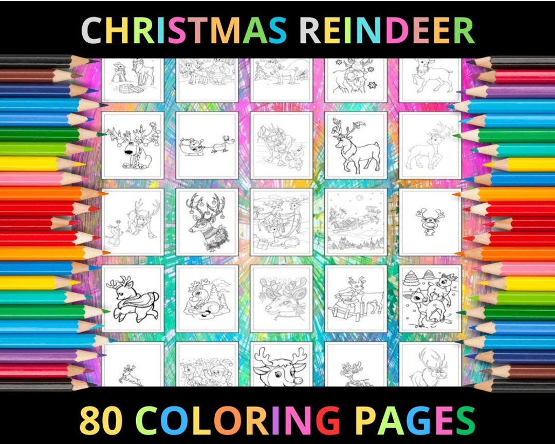 Printable Christmas Reindeer Coloring Pages for Kids and Adults | 80 ...