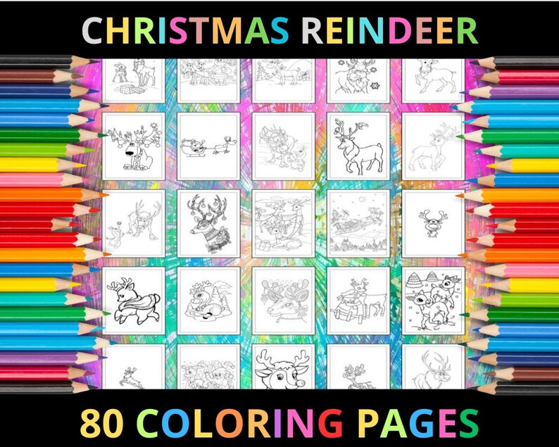 Printable Christmas Reindeer Coloring Pages for Kids and Adults | 80 ...