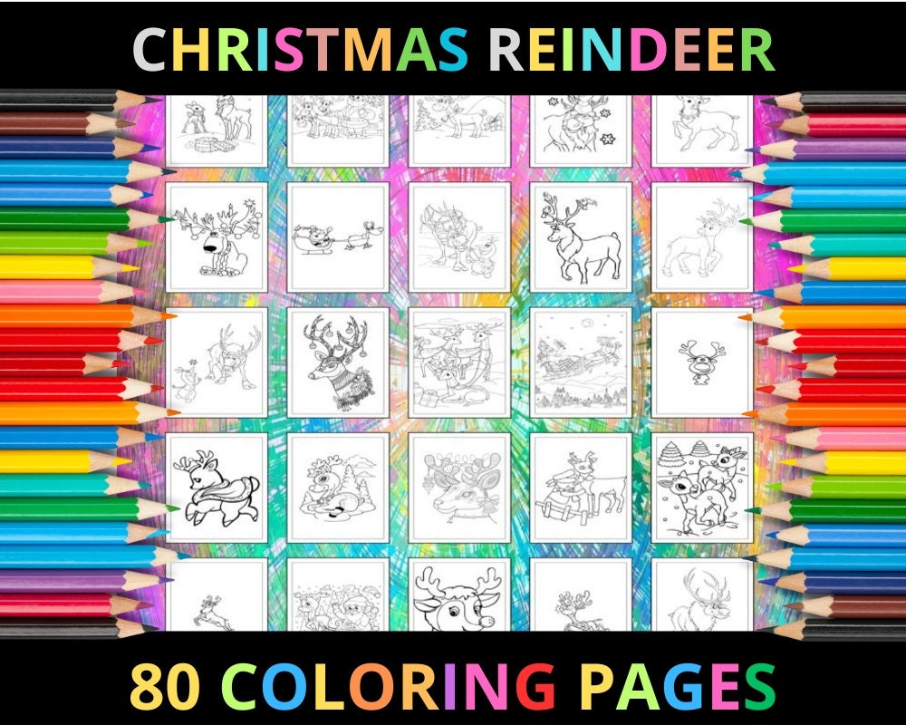 Printable Christmas Reindeer Coloring Pages for Kids and Adults | 80 ...