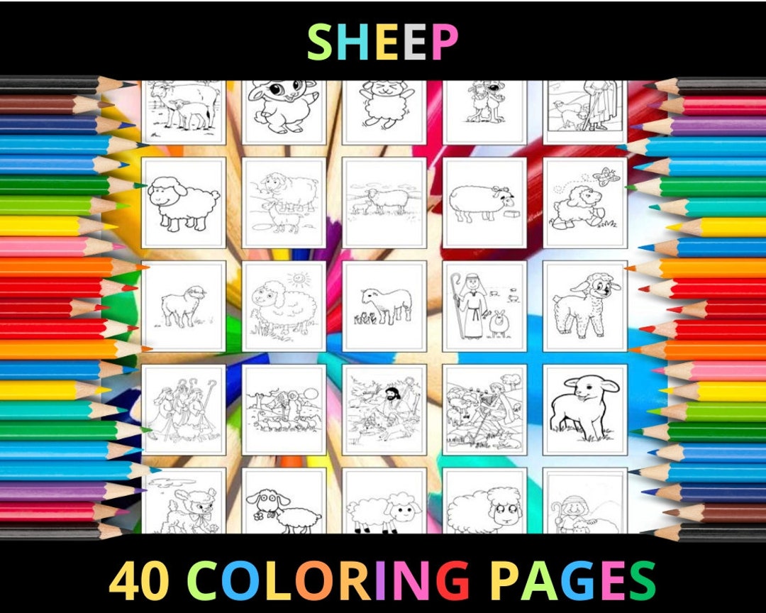 Printable Sheep Coloring Pages for Kids and Adults | 40 Pages | Instant ...