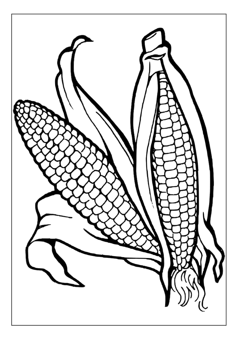 Printable Corn Coloring Pages for Kids & Adults | 25 Pages | Instant ...