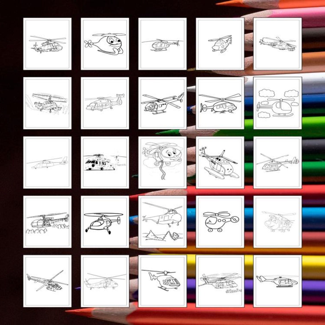 Printable Helicopter Coloring Pages for Kids and Adults | 100 Pages ...