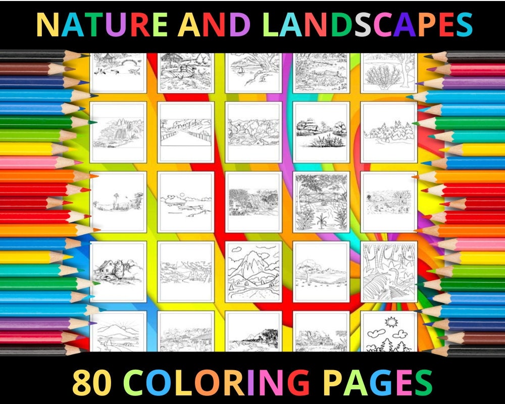Printable Nature & Landscapes Coloring Pages for Kids and - Etsy