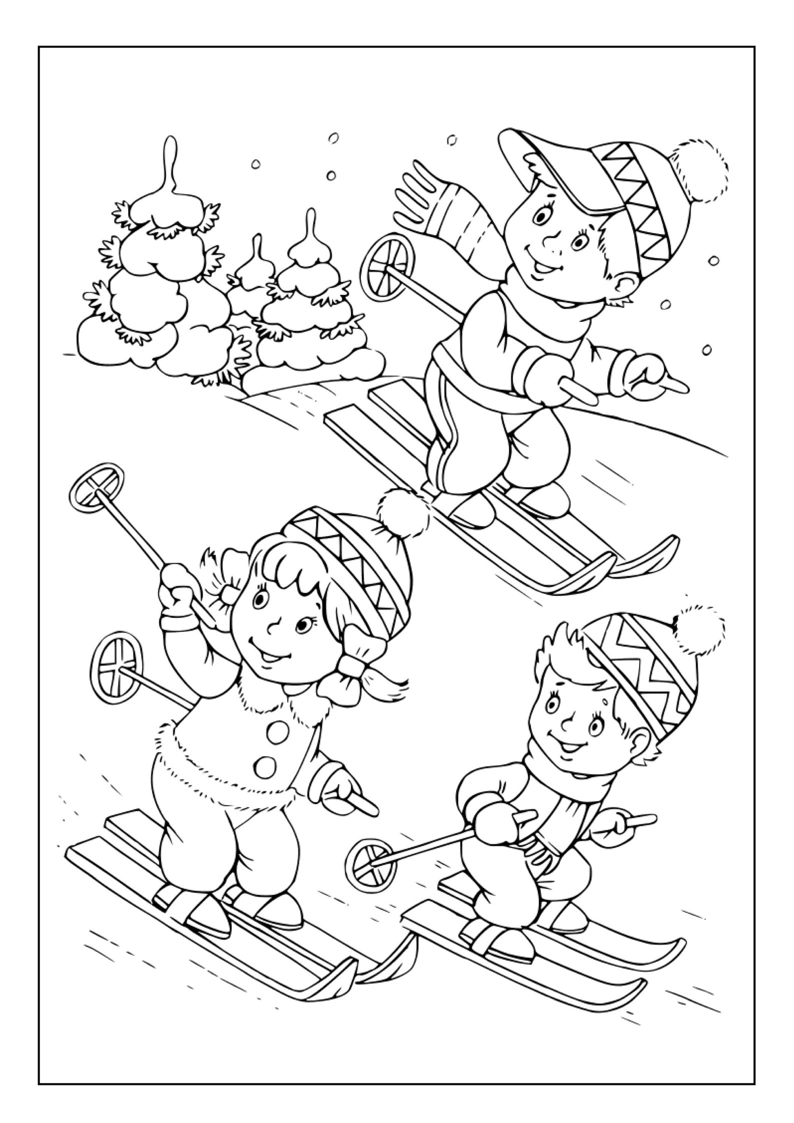 Printable Skiing Coloring Pages for Kids & Adults | 45 Pages | Instant ...