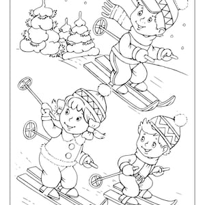 Printable Skiing Coloring Pages for Kids & Adults | 45 Pages | Instant ...