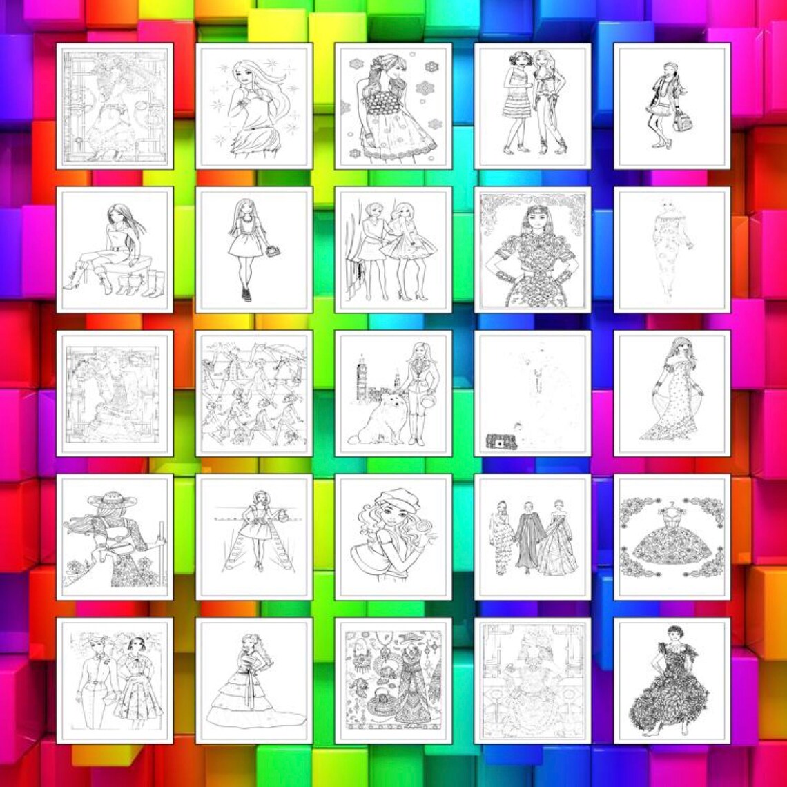 Printable Fashion Coloring Pages for Kids and Adults 90 Pages Instant ...
