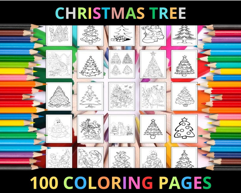 Printable Christmas Tree Coloring Pages for Kids and Adults | 100 Pages ...