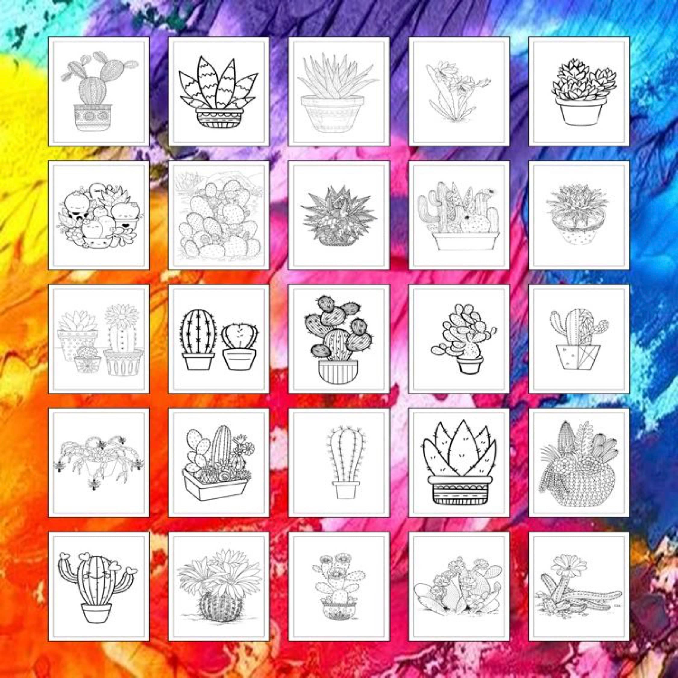 Printable Succulent Coloring Pages for Kids & Adults | 30 Pages ...