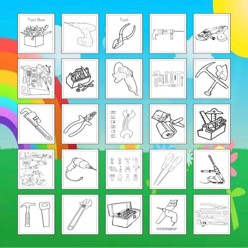 Printable Tool Coloring Pages for Kids & Adults | 55 Pages | Instant ...