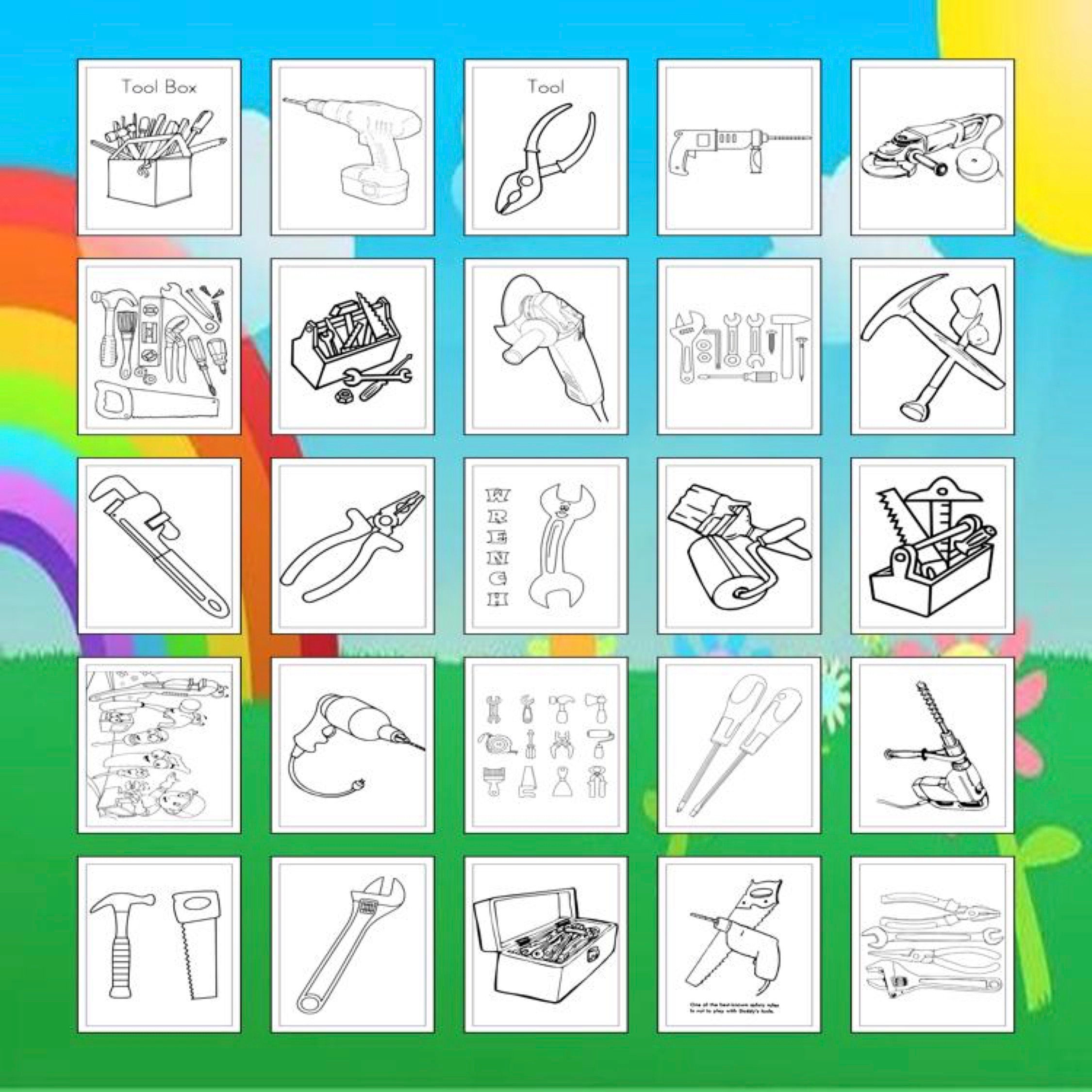 Printable Tool Coloring Pages for Kids & Adults | 55 Pages | Instant ...