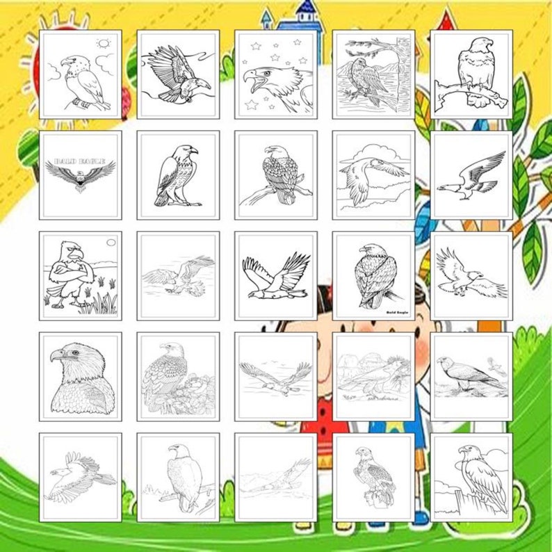 Printable Bald Eagle Coloring Pages for Kids & Adults | 30 Pages ...