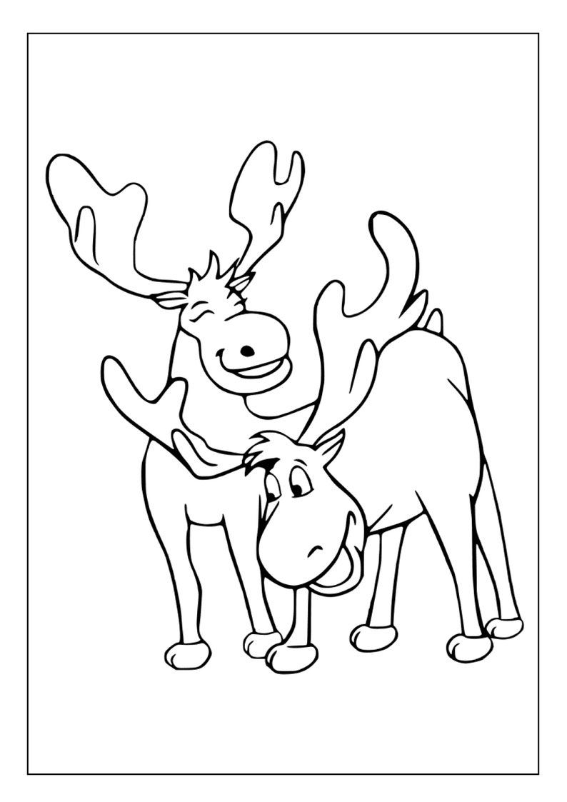Printable Moose Coloring Pages for Kids & Adults | 35 Pages | Instant ...