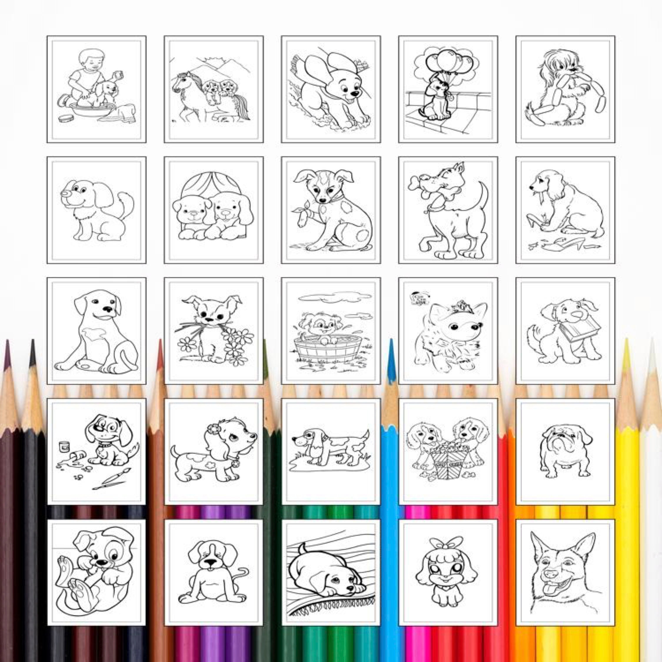 Printable Dogs Coloring Pages for Kids and Adults | 90 Pages | Instant ...
