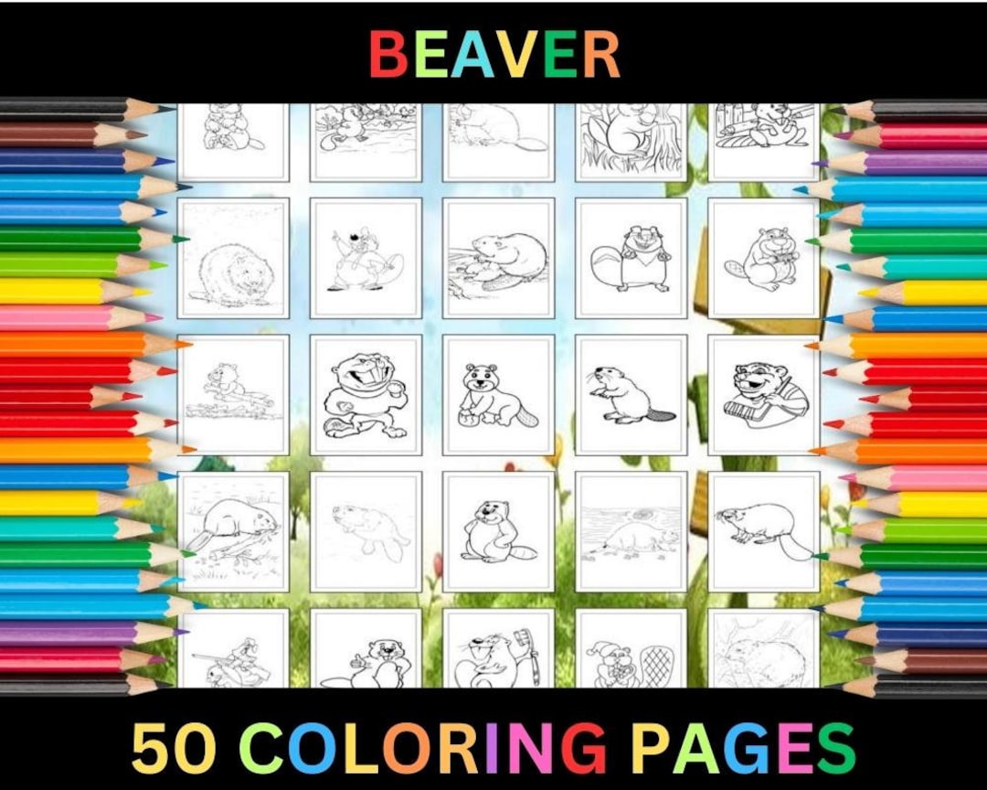 Printable Beaver Coloring Pages for Kids & Adults | 50 Pages | Digital ...