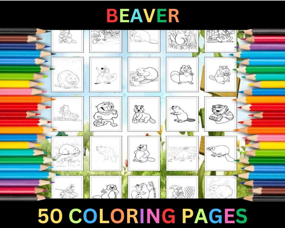 Printable Beaver Coloring Pages for Kids & Adults | 50 Pages | Digital ...