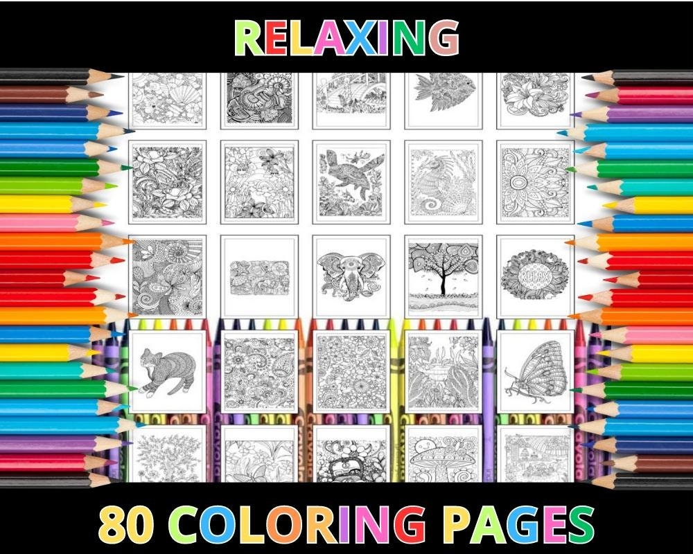 Printable Relaxing Coloring Pages for Kids & Adults | 80 Pages ...