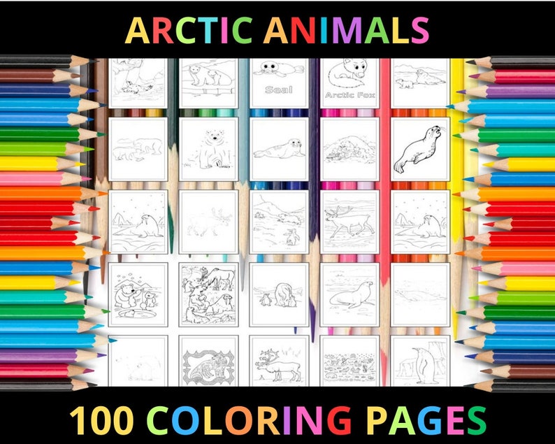Printable Arctic Animals Coloring Pages for Kids and Adults |100 Pages ...