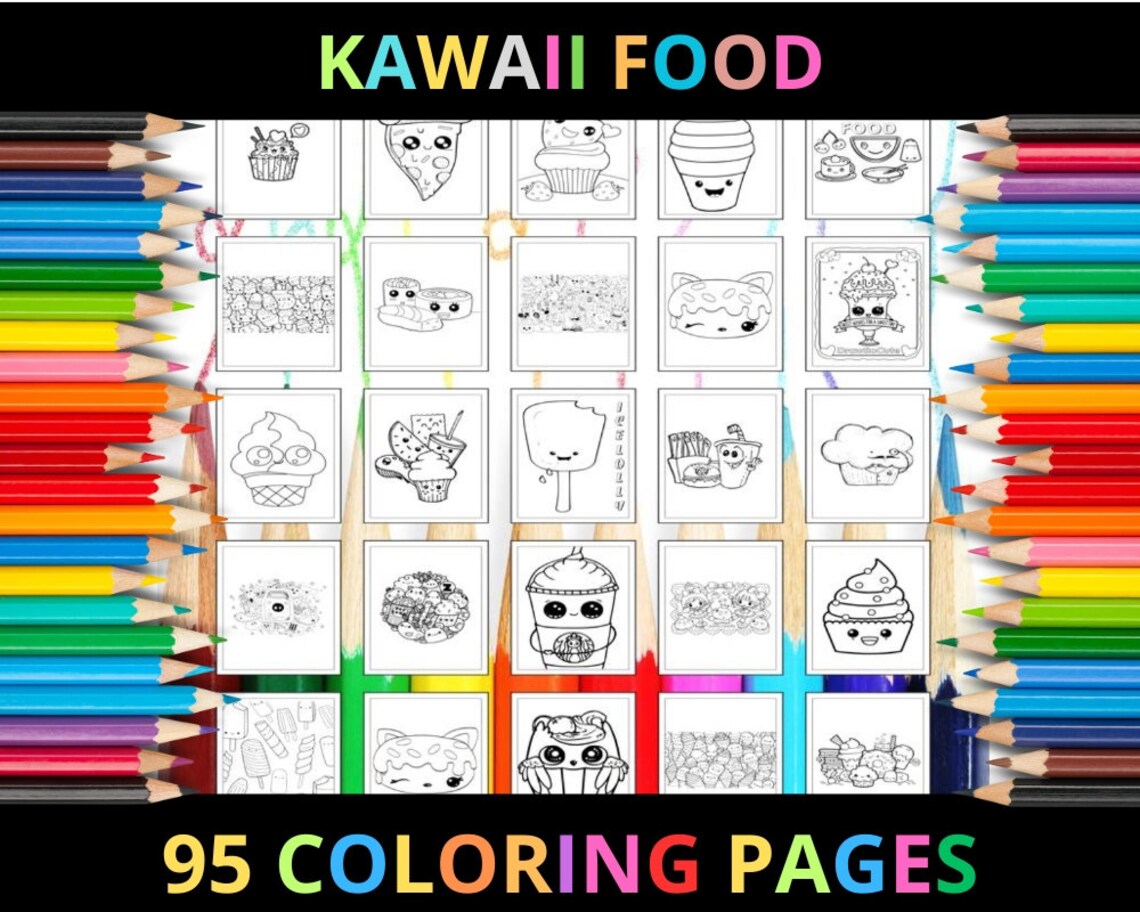 Printable Kawaii Food Coloring Pages for Kids and Adults | 95 Pages ...