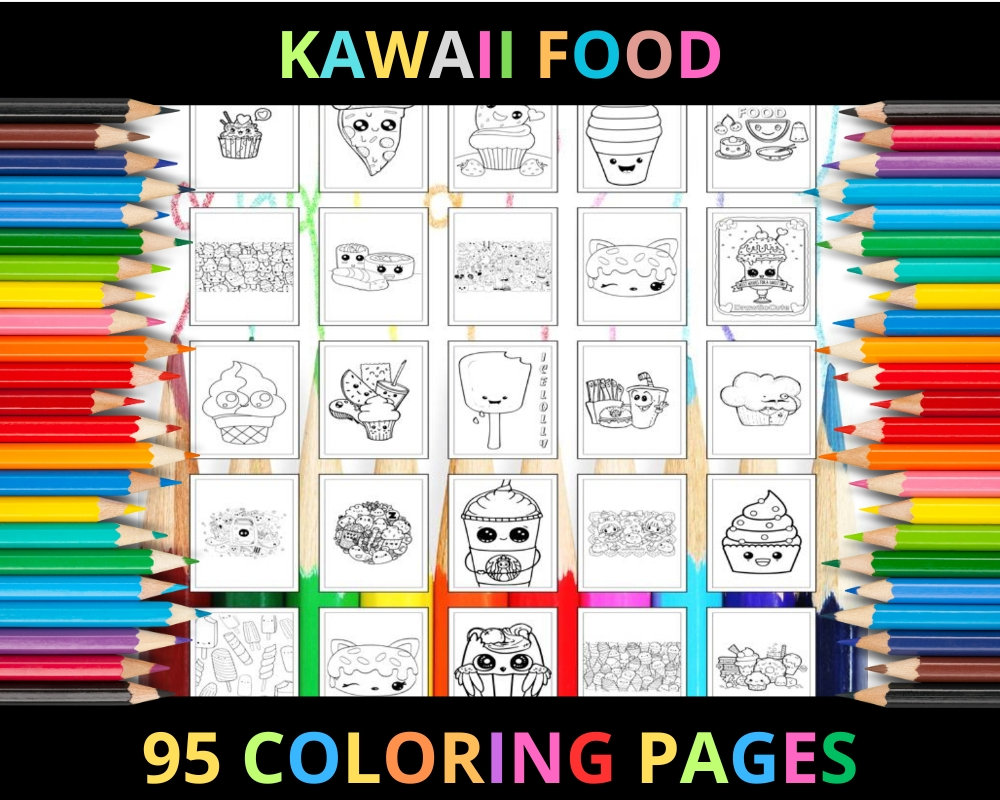 Printable Kawaii Food Coloring Pages for Kids and Adults | 95 Pages ...