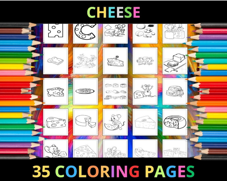 Printable Cheese Coloring Pages for Kids and Adults | 35 Pages ...