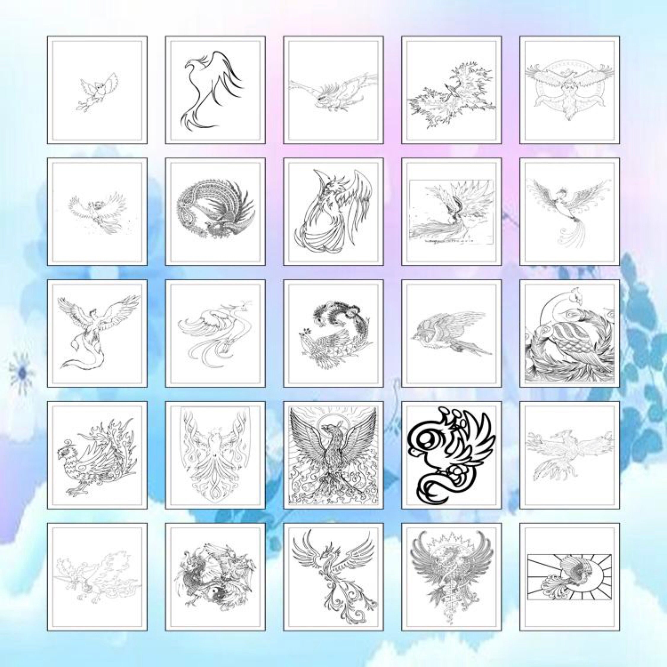 Printable Phoenix Coloring Pages for Kids & Adults | 45 Pages | Digital ...