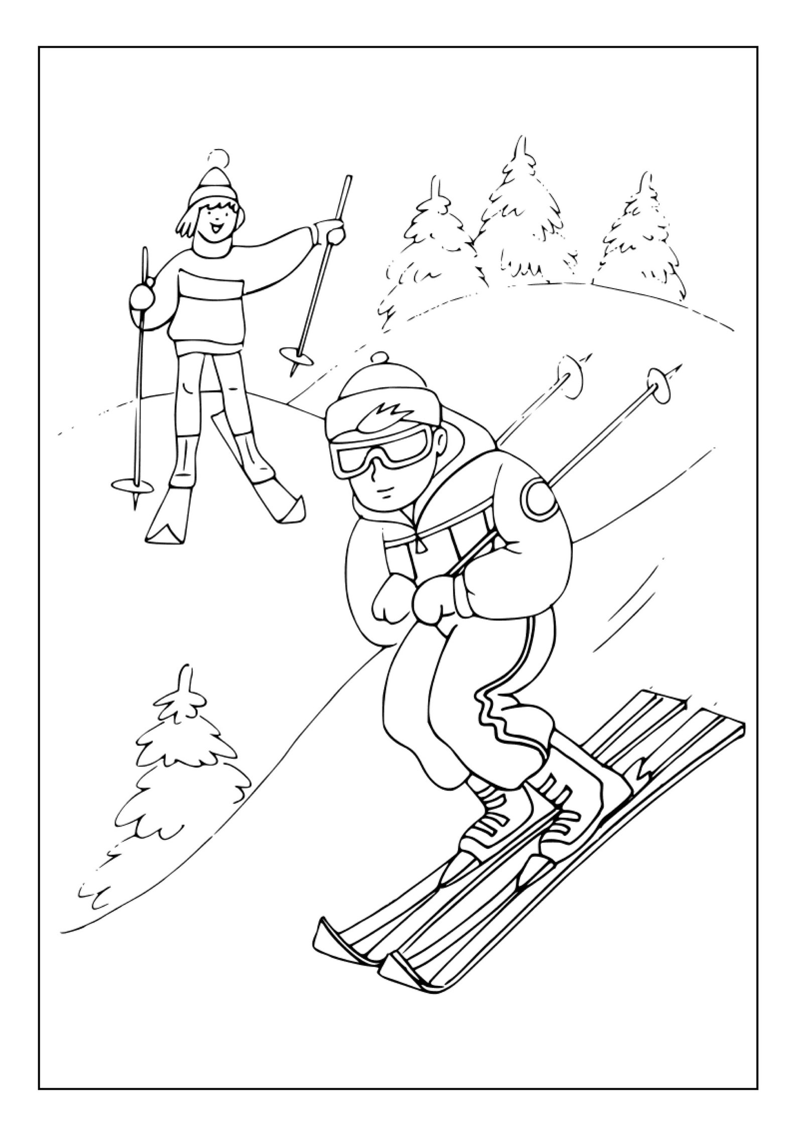 Printable Skiing Coloring Pages for Kids & Adults | 45 Pages | Instant ...