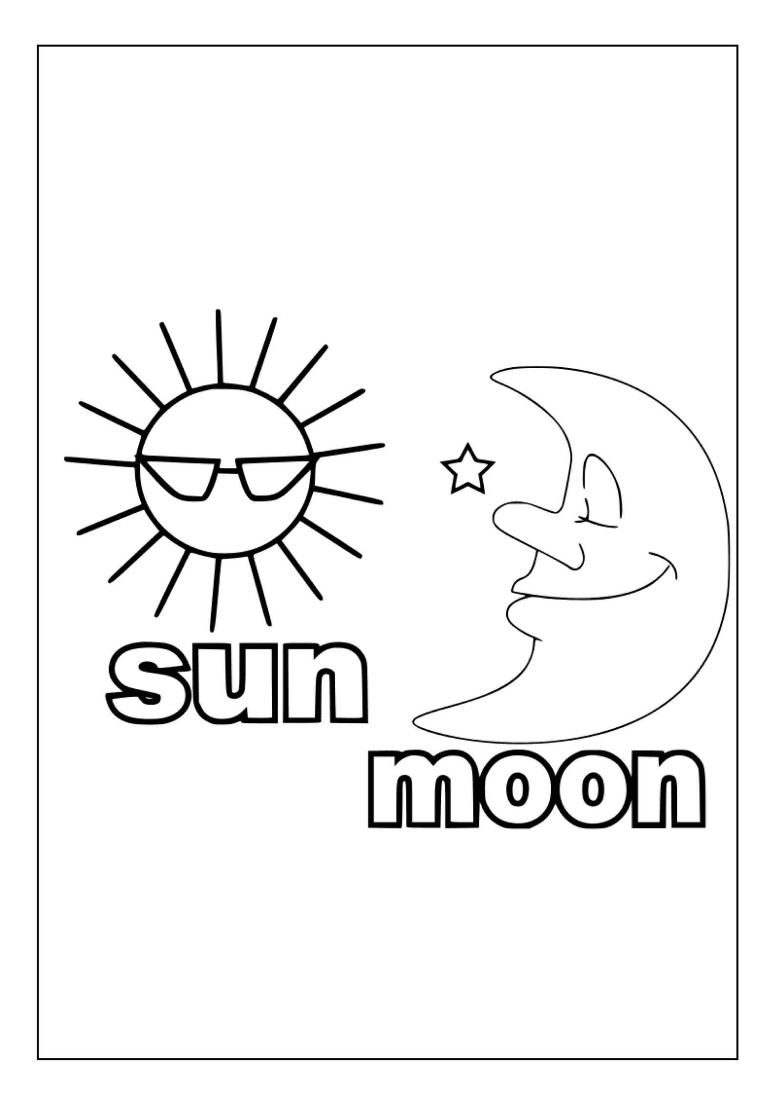 Printable Sun & Moon Coloring Pages for Kids and Adults | 180 Pages ...